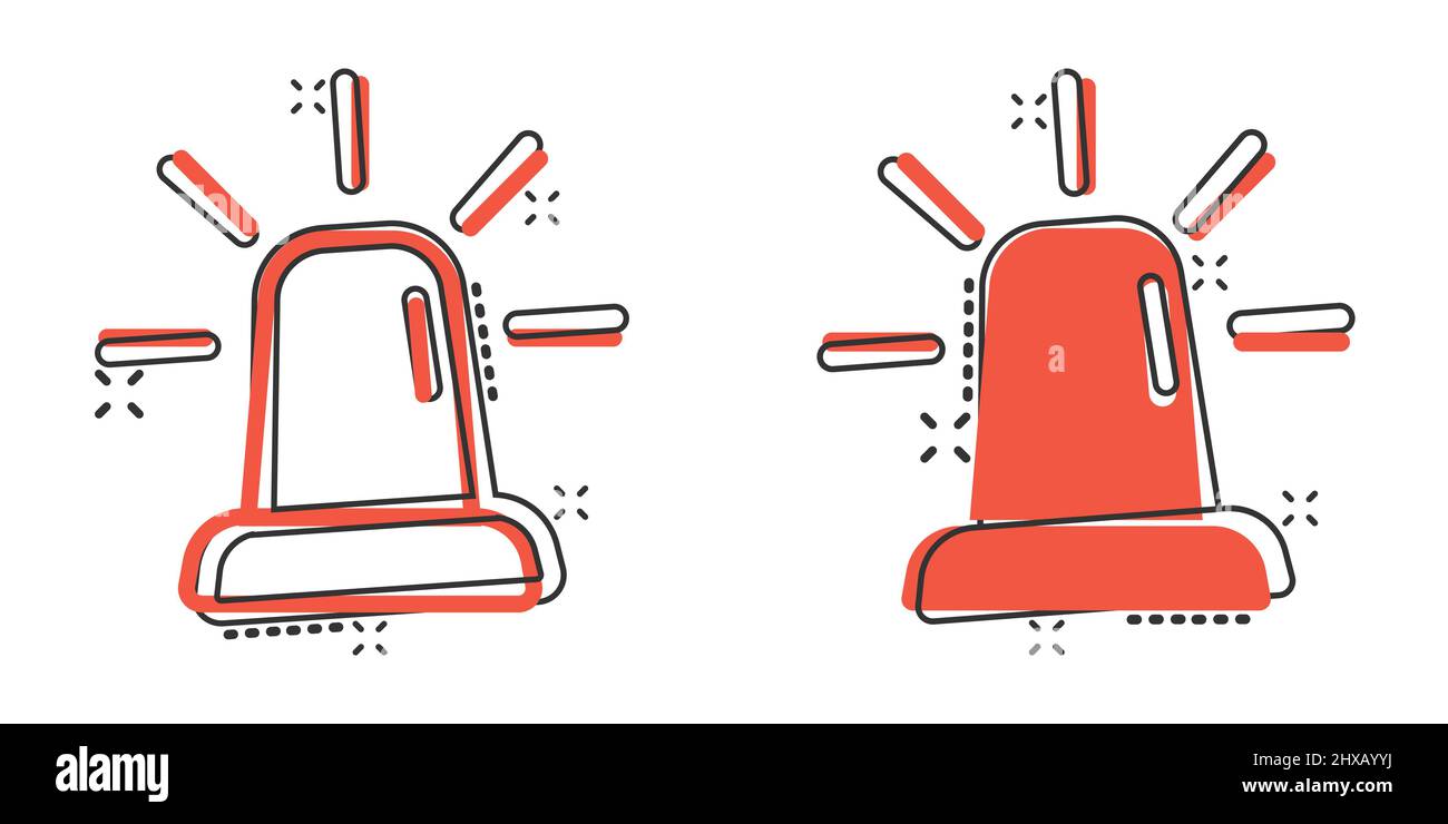 Emergency alarm icon in comic style. Alert lamp cartoon vector ...