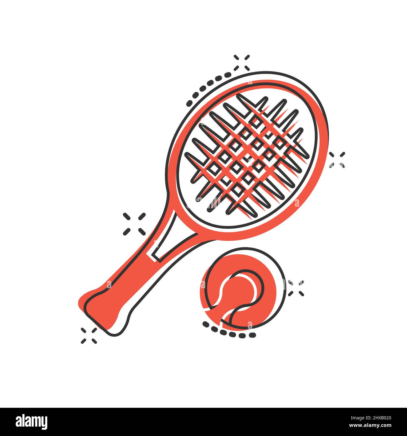 Tennis racket icon in comic style. Gaming racquet cartoon vector ...