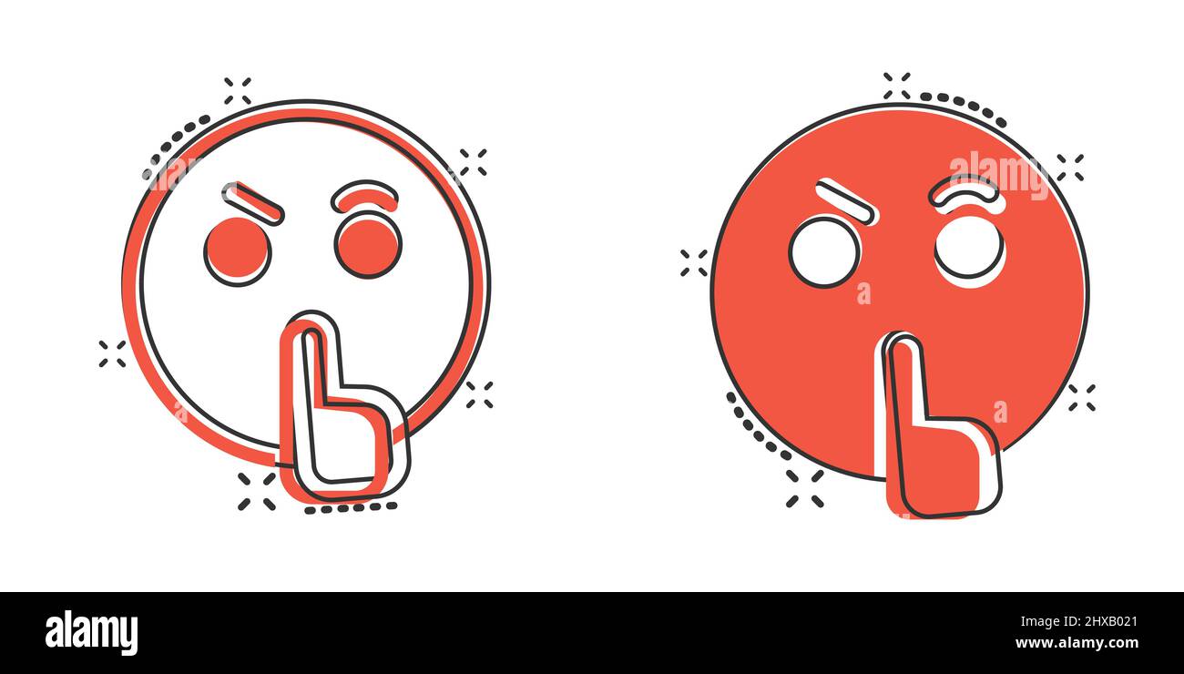 Quiet icon in comic style. Silence cartoon vector illustration on ...