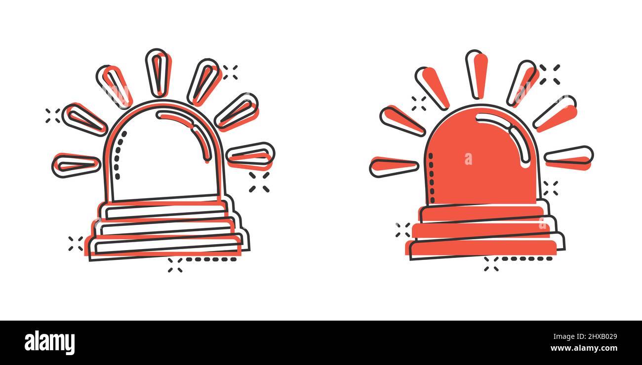 Emergency alarm icon in comic style. Alert lamp cartoon vector ...
