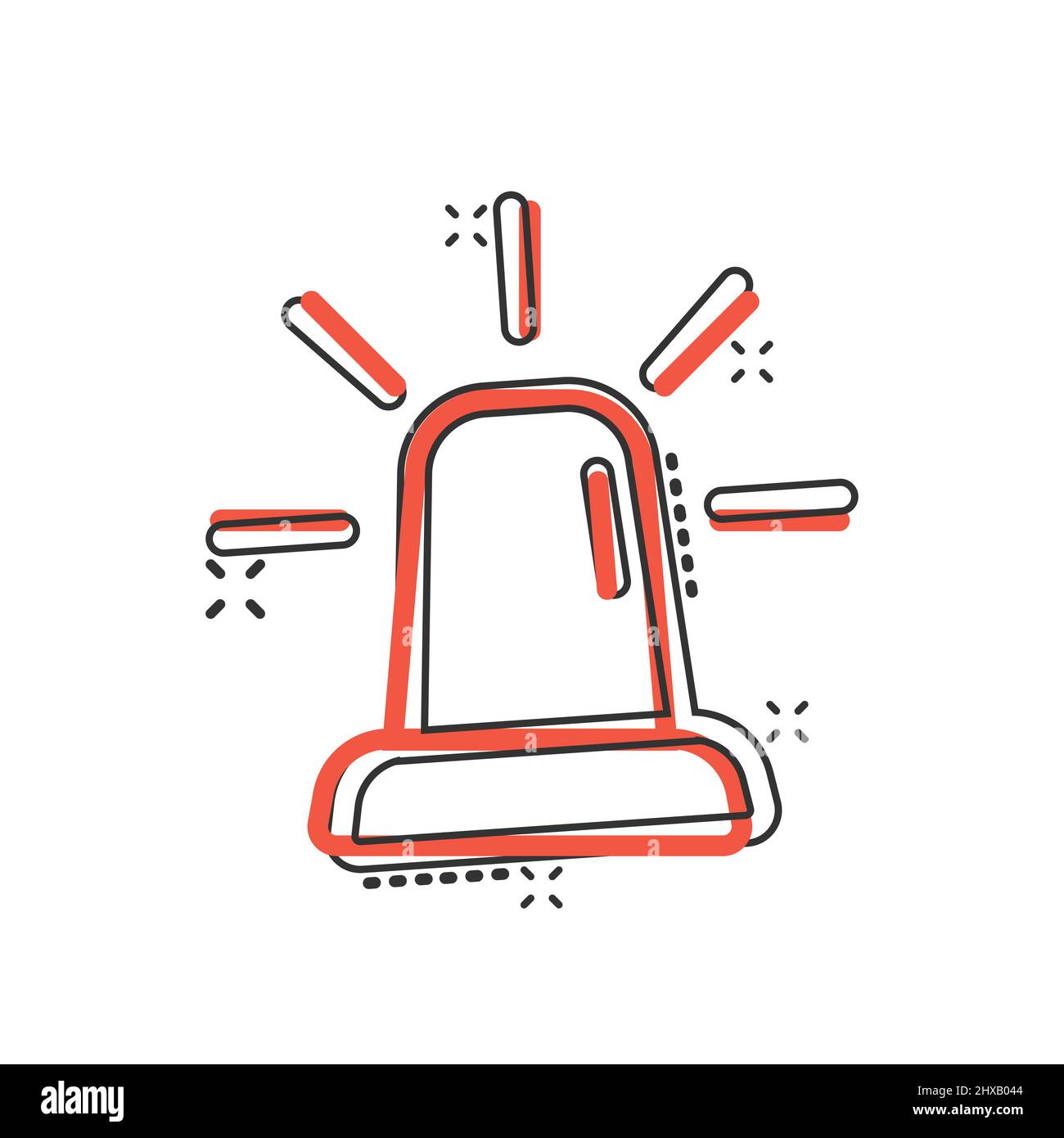 Emergency alarm icon in comic style. Alert lamp cartoon vector ...