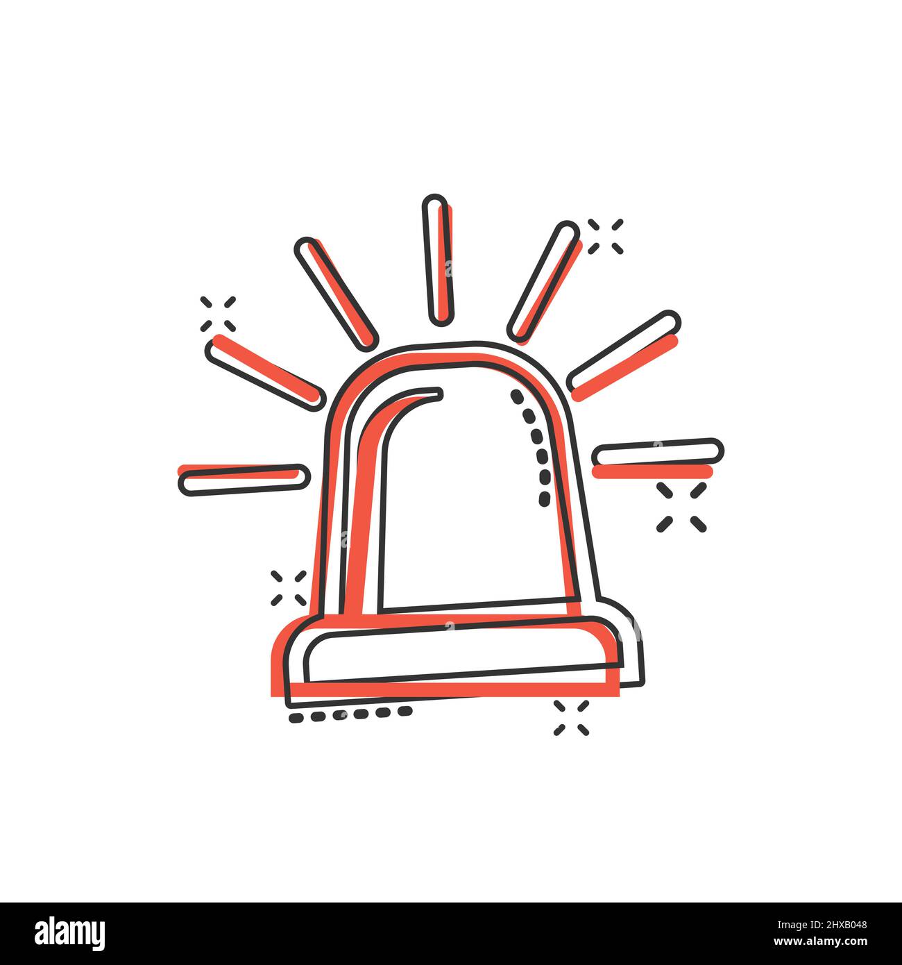 Emergency alarm icon in comic style. Alert lamp cartoon vector ...