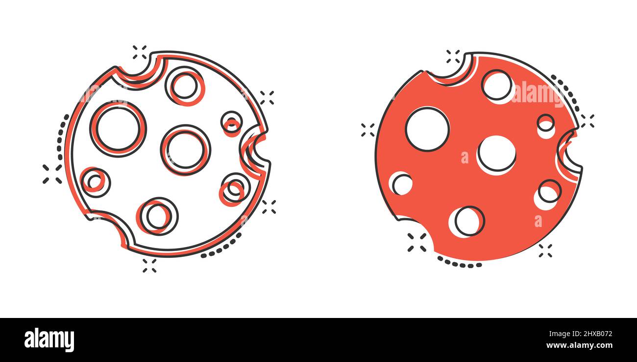 Cheese slice icon in comic style. Milk food cartoon vector illustration ...