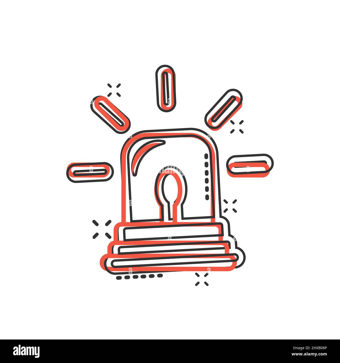 Emergency alarm icon in comic style. Alert lamp cartoon vector ...