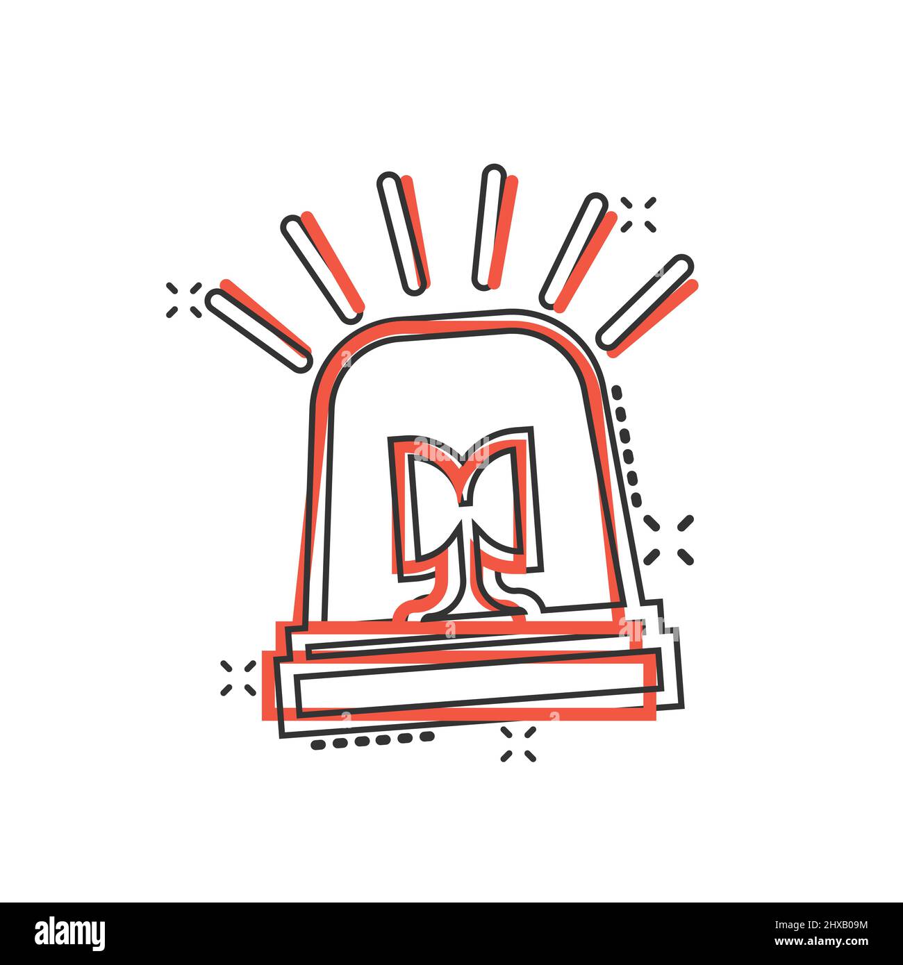 Emergency alarm icon in comic style. Alert lamp cartoon vector ...