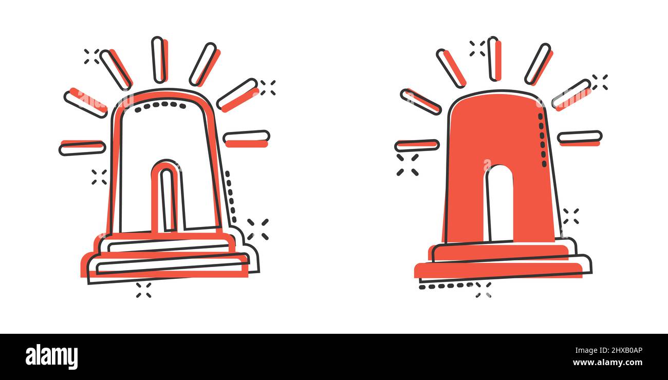 Emergency alarm icon in comic style. Alert lamp cartoon vector ...