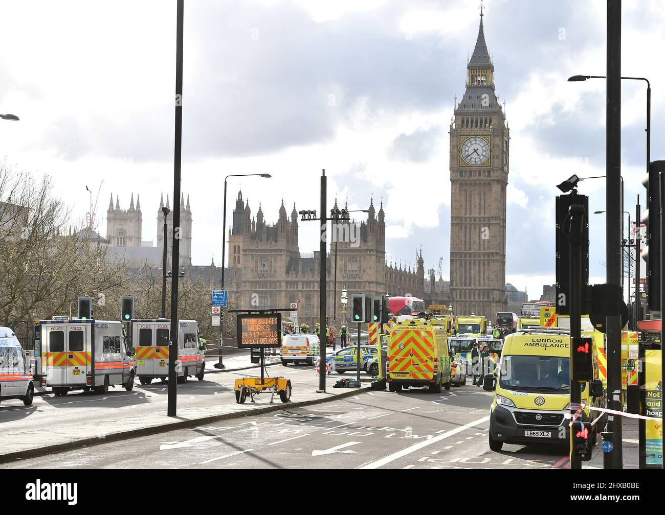 Emergency services close to the palace of westminster hi-res stock ...