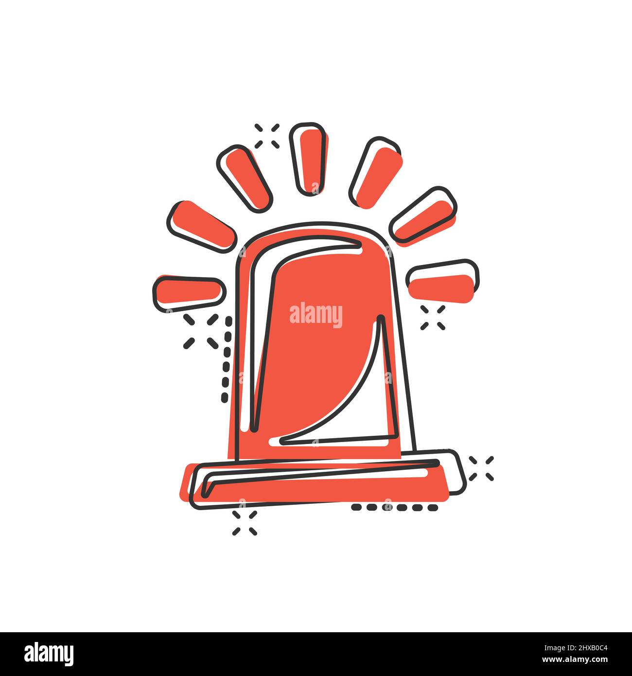 Emergency alarm icon in comic style. Alert lamp cartoon vector ...