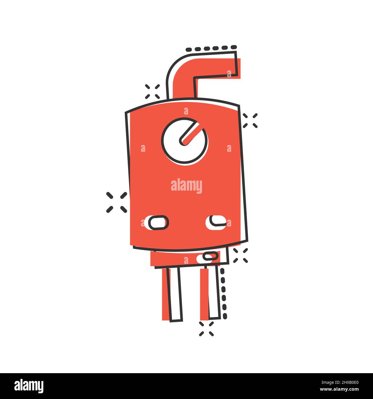 Gas boiler icon in comic style. Heater cartoon vector illustration on ...