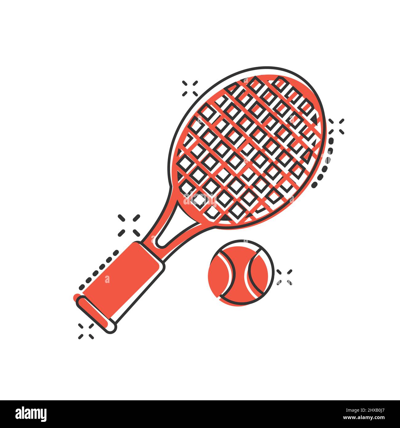 Tennis racket icon in comic style. Gaming racquet cartoon vector ...