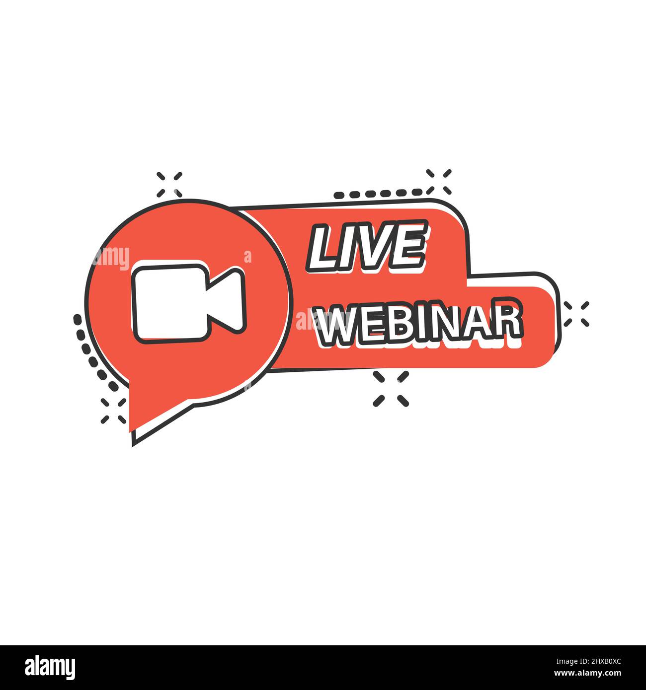 Live webinar icon in comic style. Online training cartoon vector ...