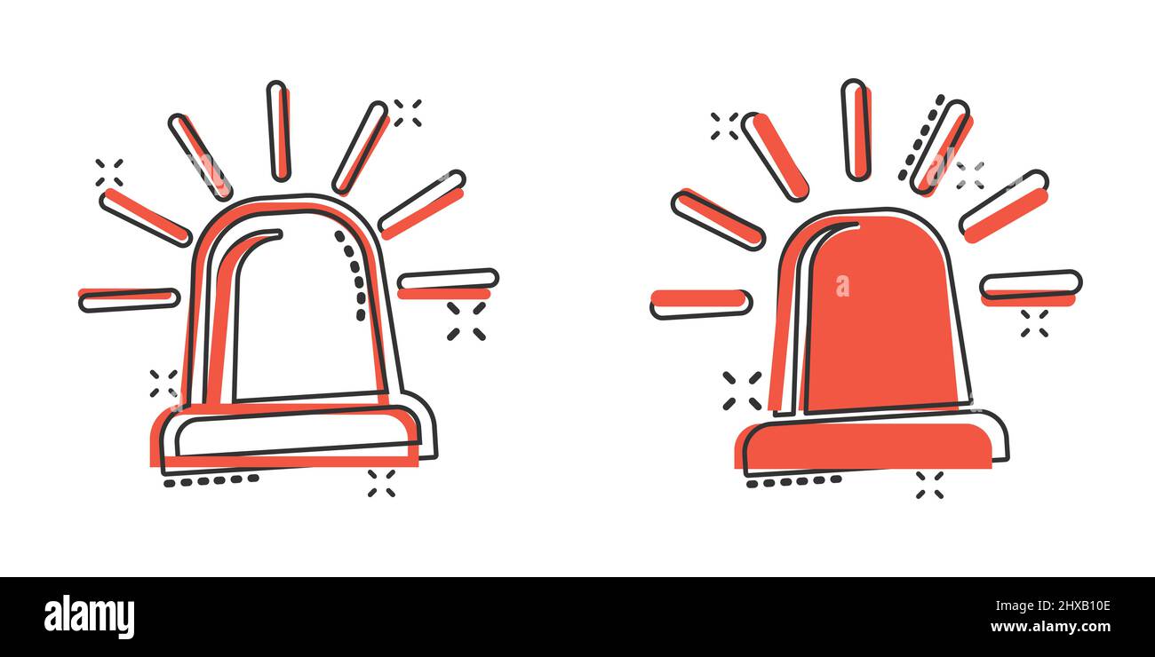 Emergency alarm icon in comic style. Alert lamp cartoon vector ...