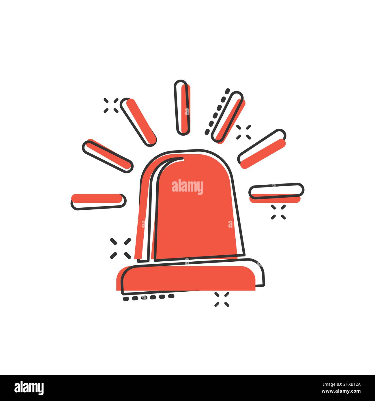 Emergency alarm icon in comic style. Alert lamp cartoon vector ...