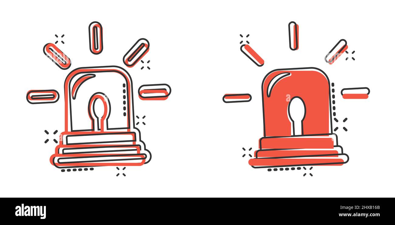 Emergency alarm icon in comic style. Alert lamp cartoon vector ...