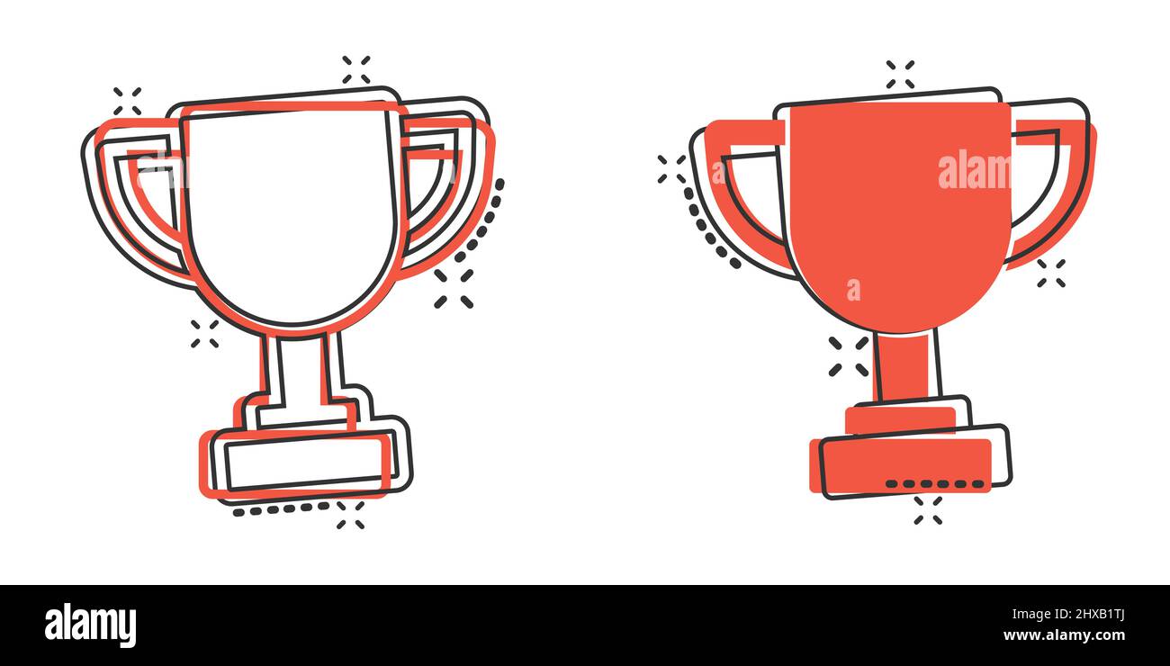 Trophy cup icon in comic style. Goblet prize cartoon vector ...