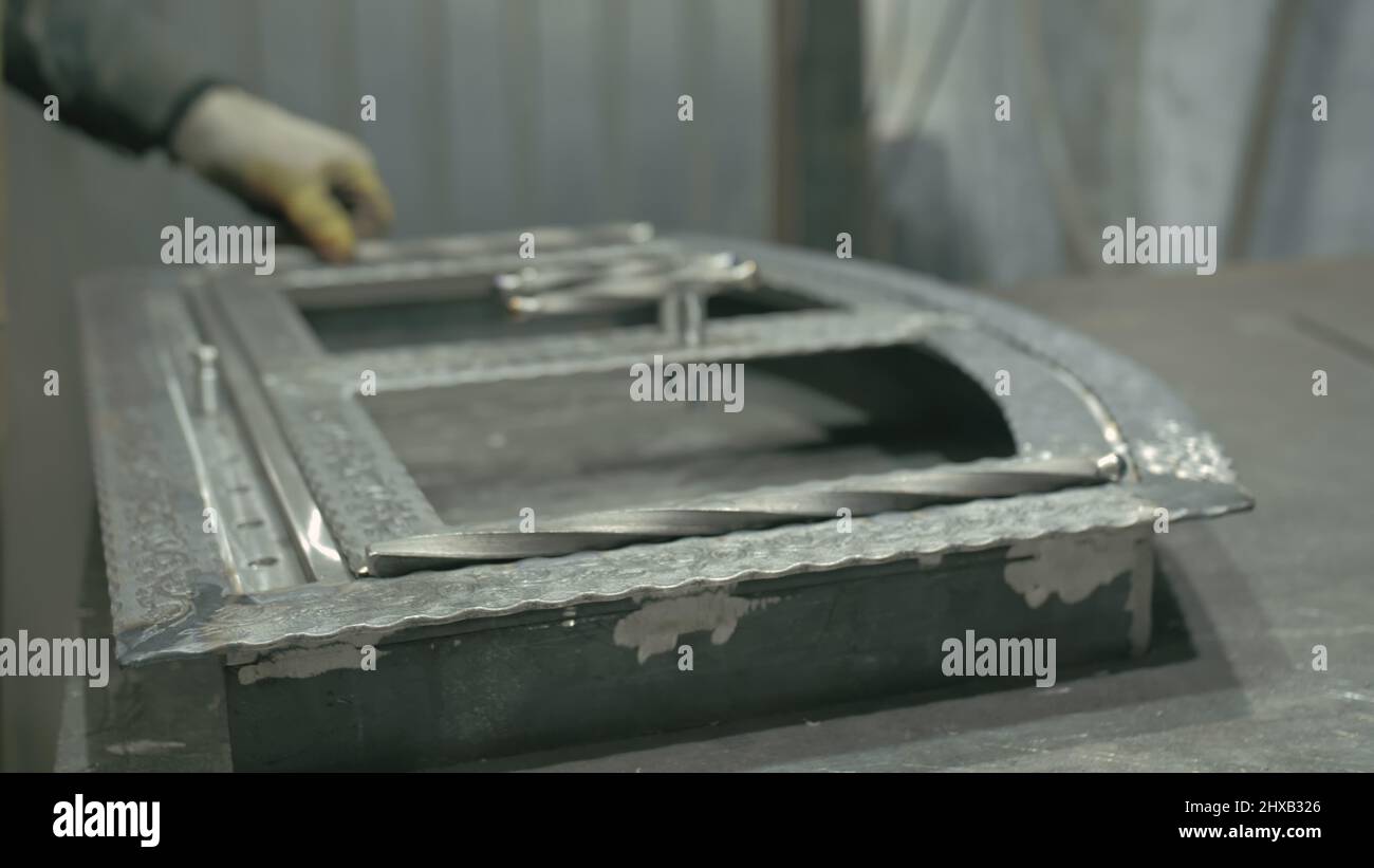 Forge workshop on table. Smithy manual production. Work on the product ...