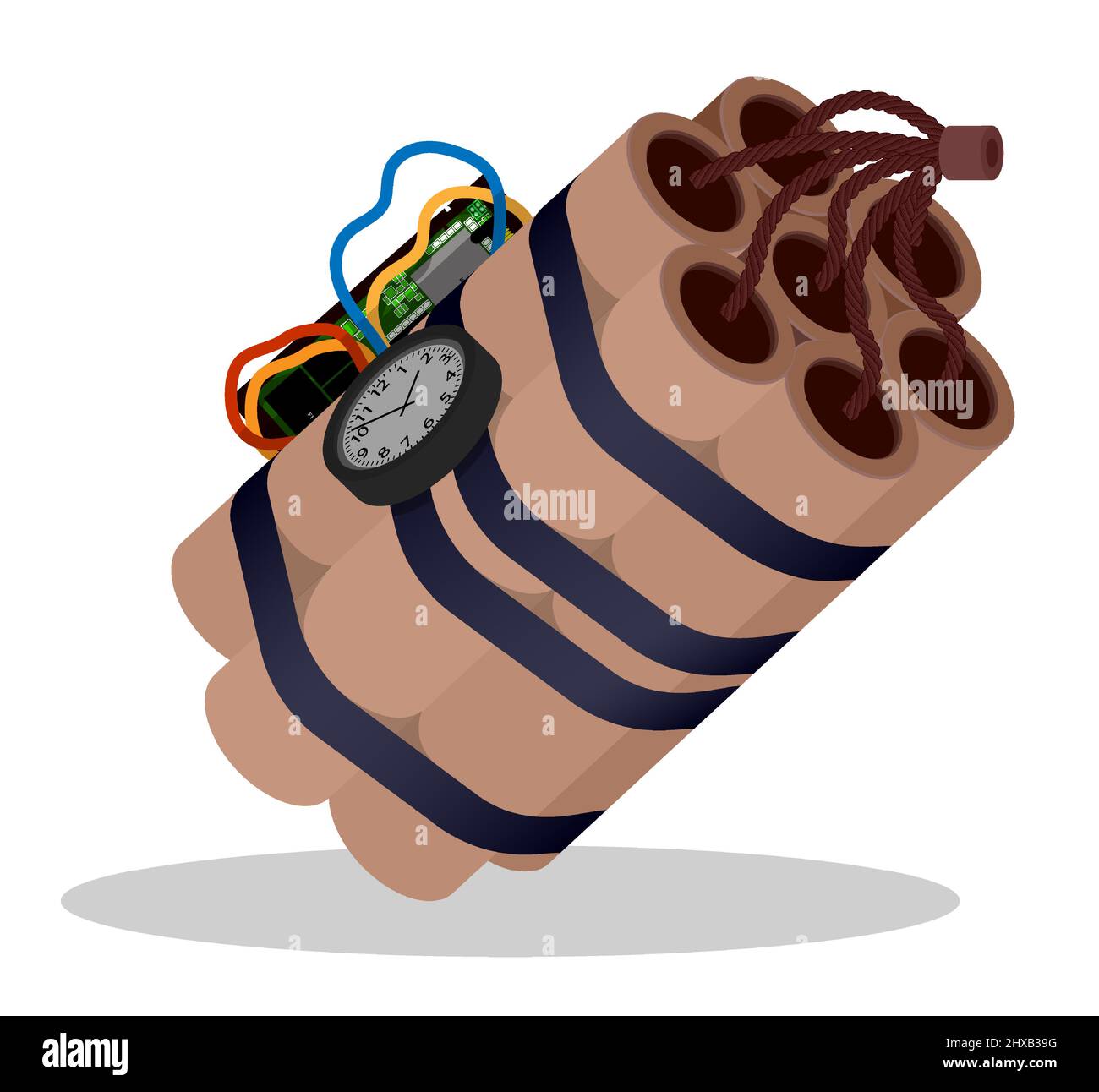 Cartoon bunch of cylinders with dynamite with clockwork. Explosives for ...