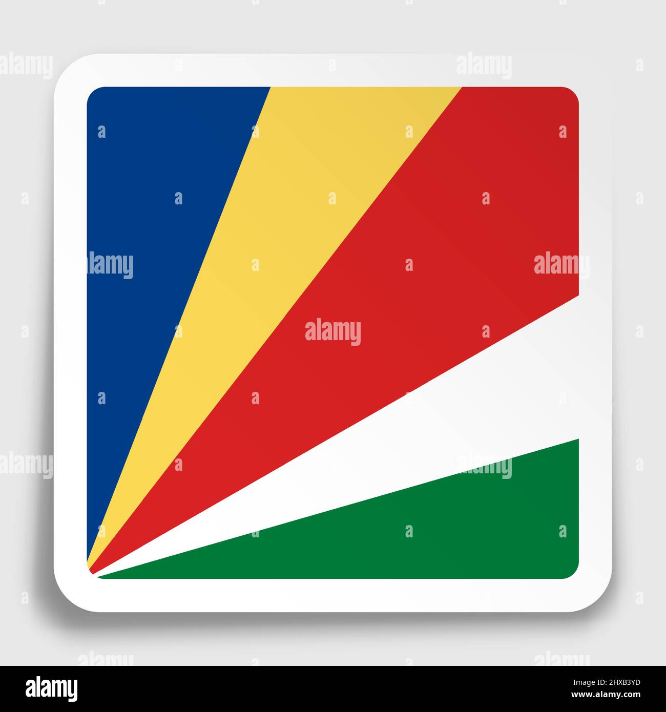Seychelles flag icon on paper square sticker with shadow. Button for ...