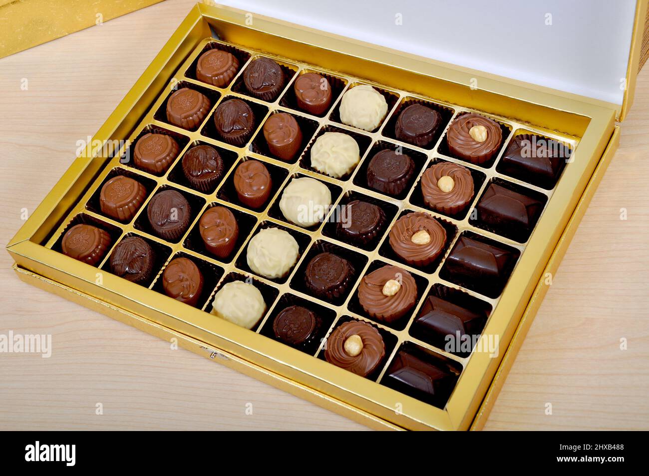 Very delicious chocolate candies in a box, delicious chocolate in box Stock Photo - Alamy