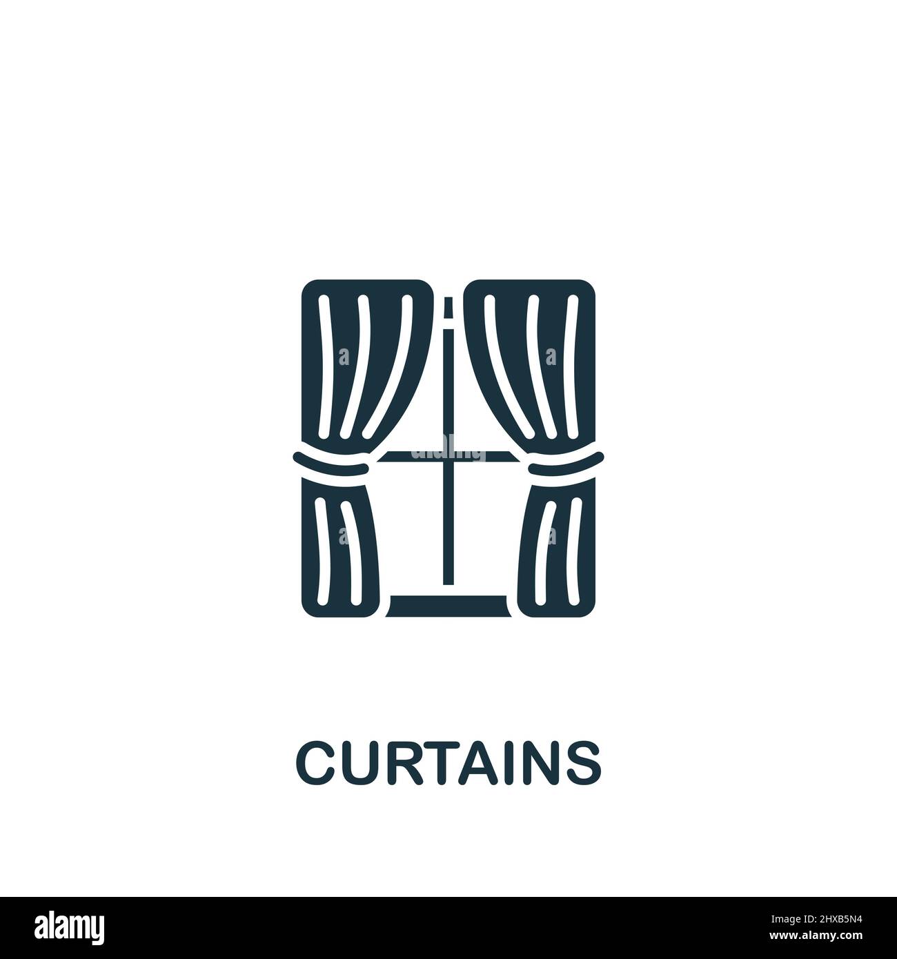 Curtains icon. Monochrome simple Curtains icon for templates, web ...