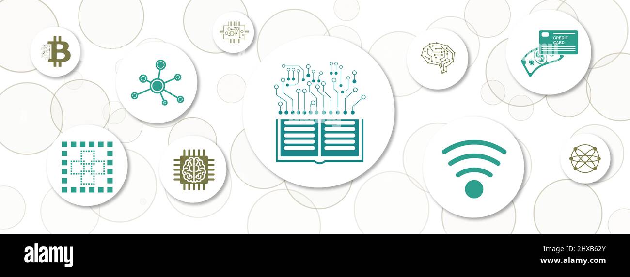 Concept of digital disruption with icons on circles Stock Photo - Alamy