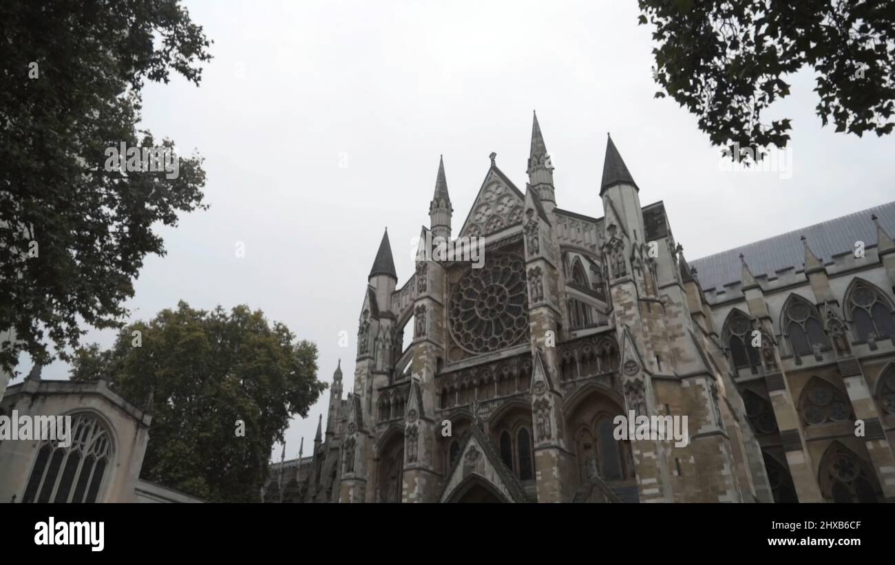 View from the bottom on the beautiful side entrance to Westminster ...