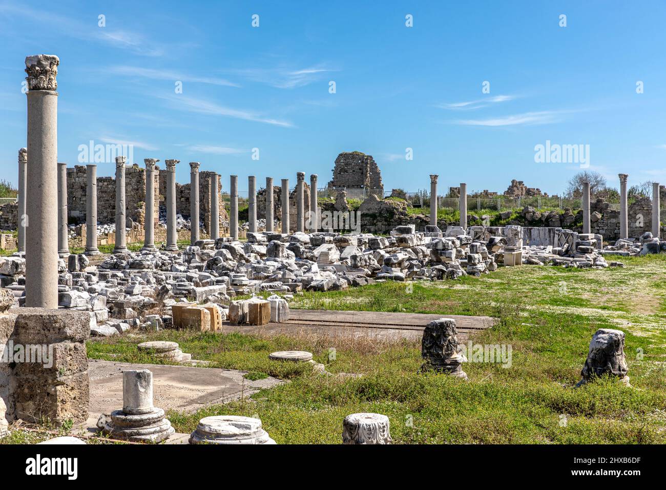 Side ancient city ruins, Side, Antalya, Turkey Stock Photo - Alamy