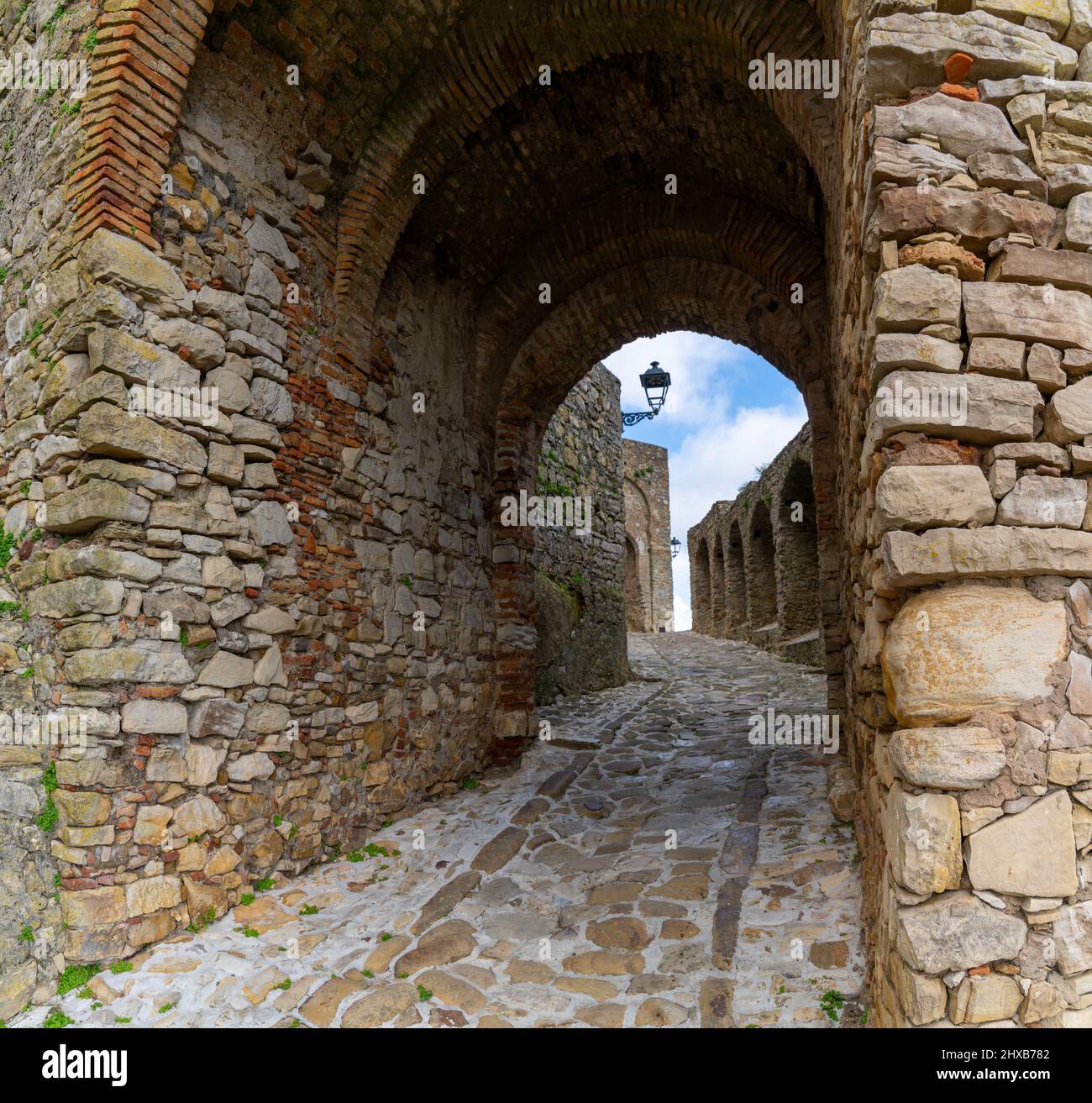 Castellar de la Frontera, Spain - 9 March, 2022: castle gate and walls ...