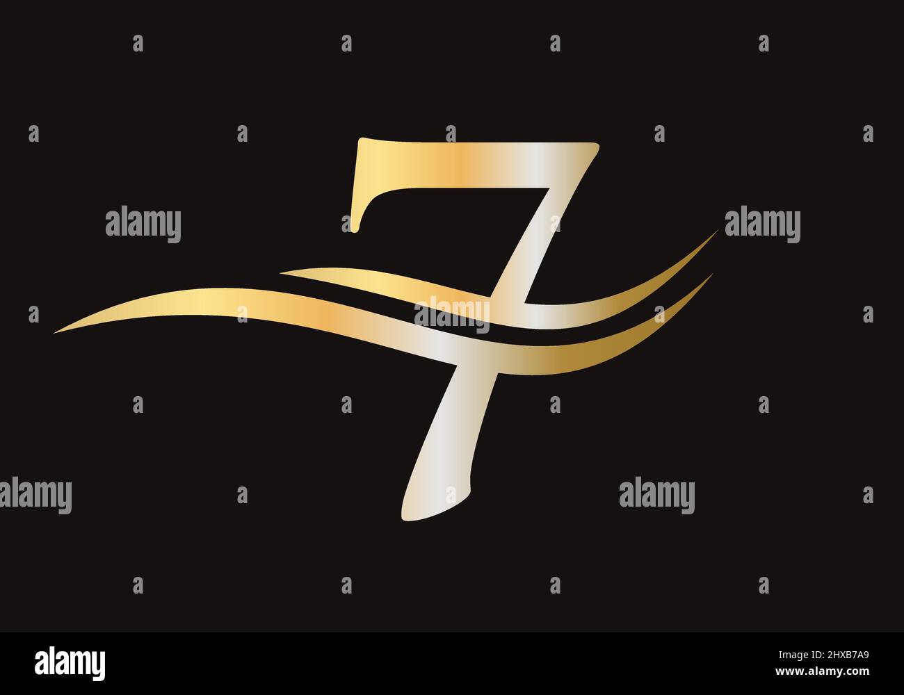 Letter 7 Logo Sign Design With Water Wave Concept. 7 Logo Design Vector ...