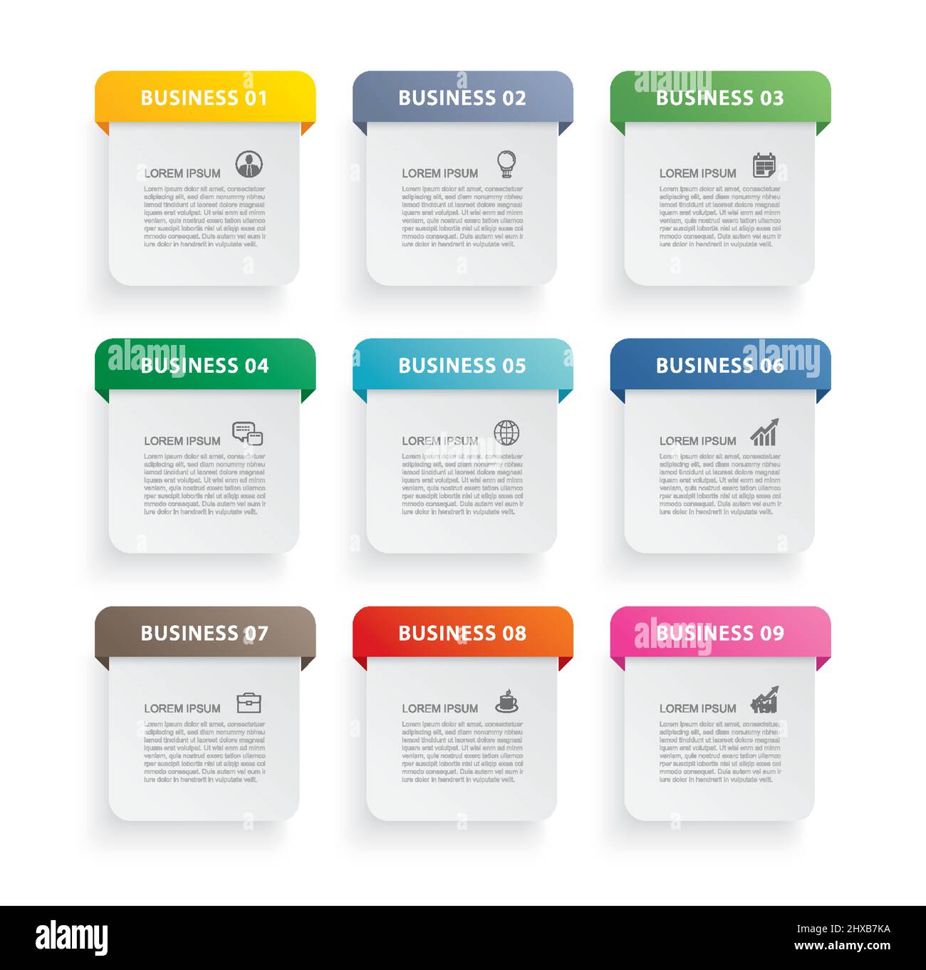 9 data infographics tab paper index template. Vector illustration ...
