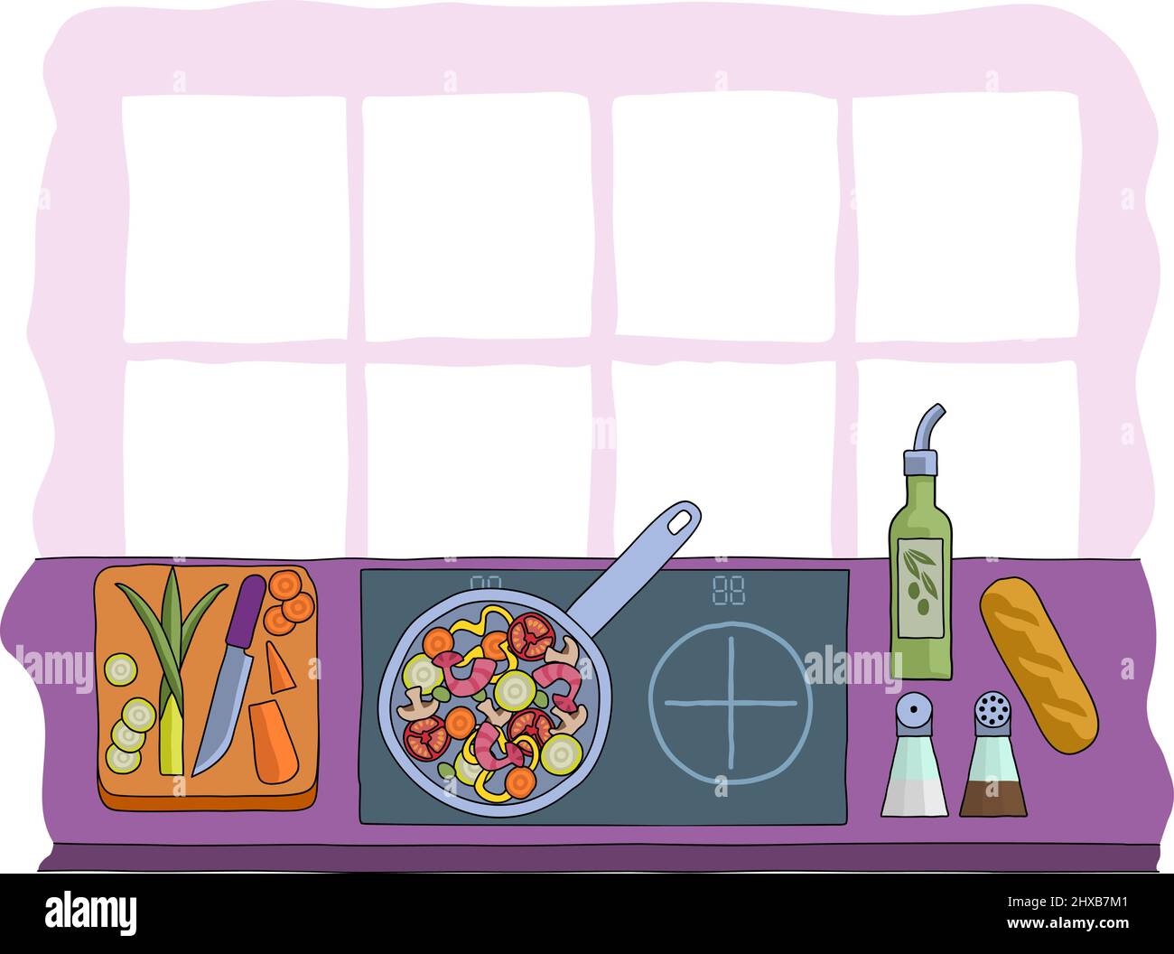 Kitchen cooking scene Cut Out Stock Images & Pictures - Alamy