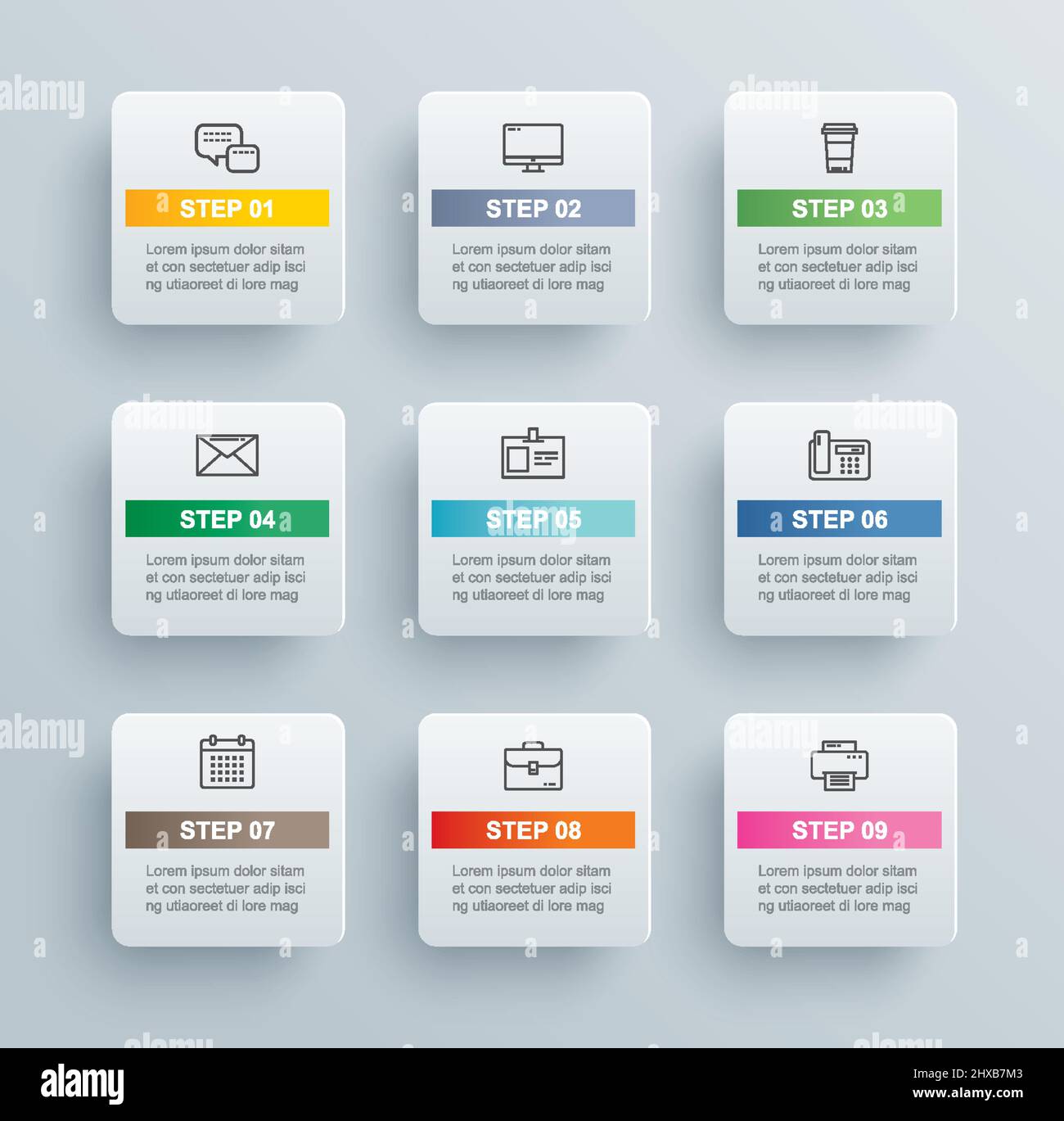 9 data infographics tab paper index template. Vector illustration ...