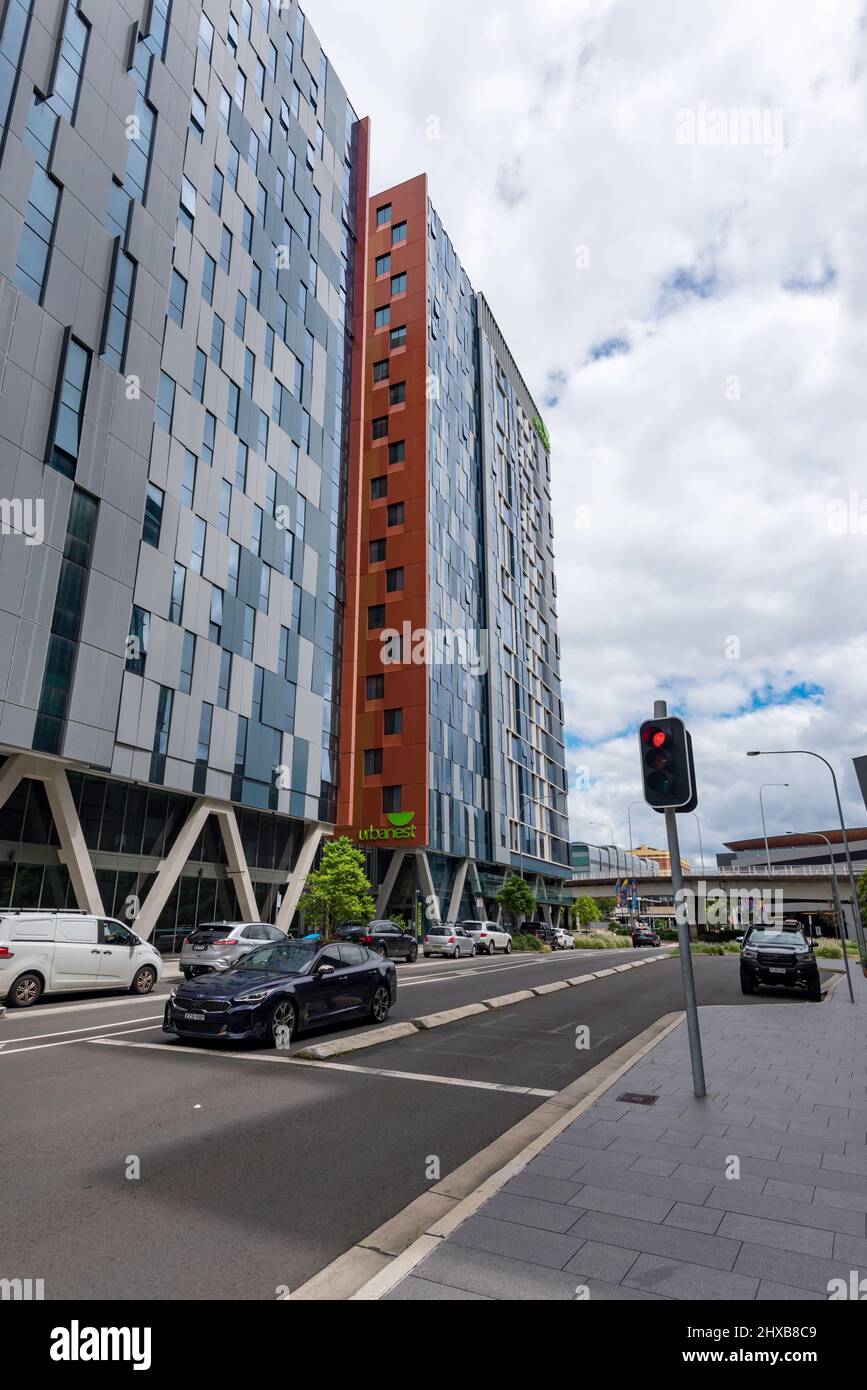 Looking up at two Urbanest student accommodation buildings in Ultimo ...