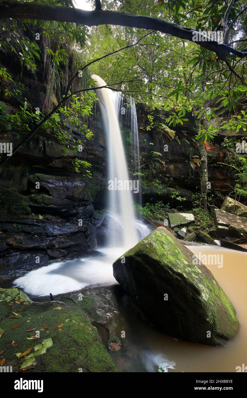large waterfall and rock in the bush after rainfall Stock Photo - Alamy