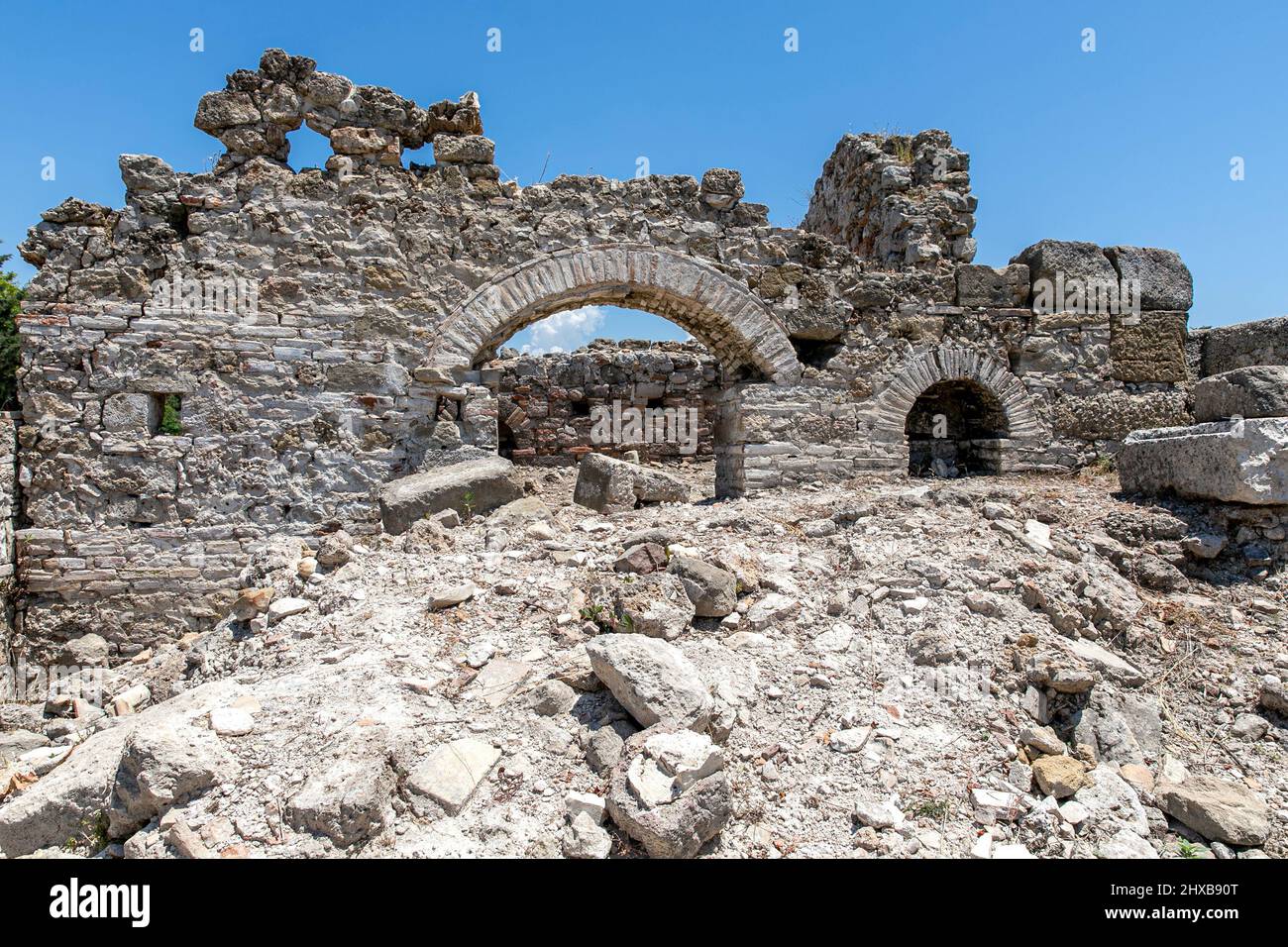Side ancient city ruins, Side, Antalya, Turkey Stock Photo - Alamy