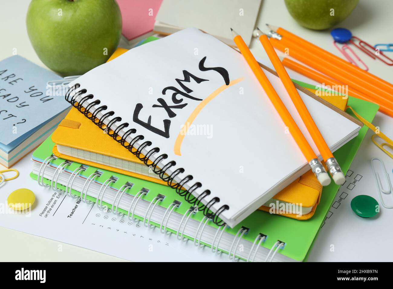 Concept of exams and tests, close up Stock Photo - Alamy