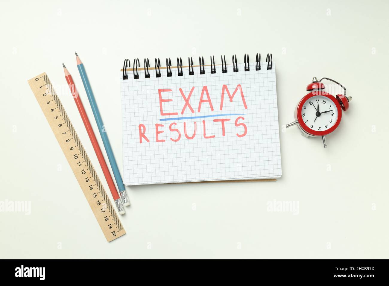 Concept of exams and tests, top view Stock Photo - Alamy