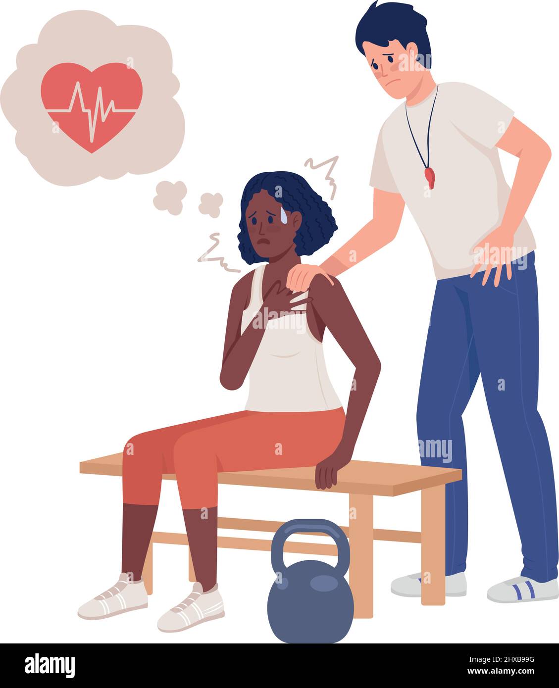 Heart attack after workout semi flat color vector characters Stock ...