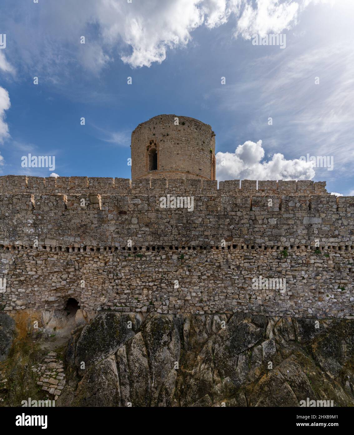 Jimena de la Frontera, Spain - 9 March, 2022: detail view of the castle ...