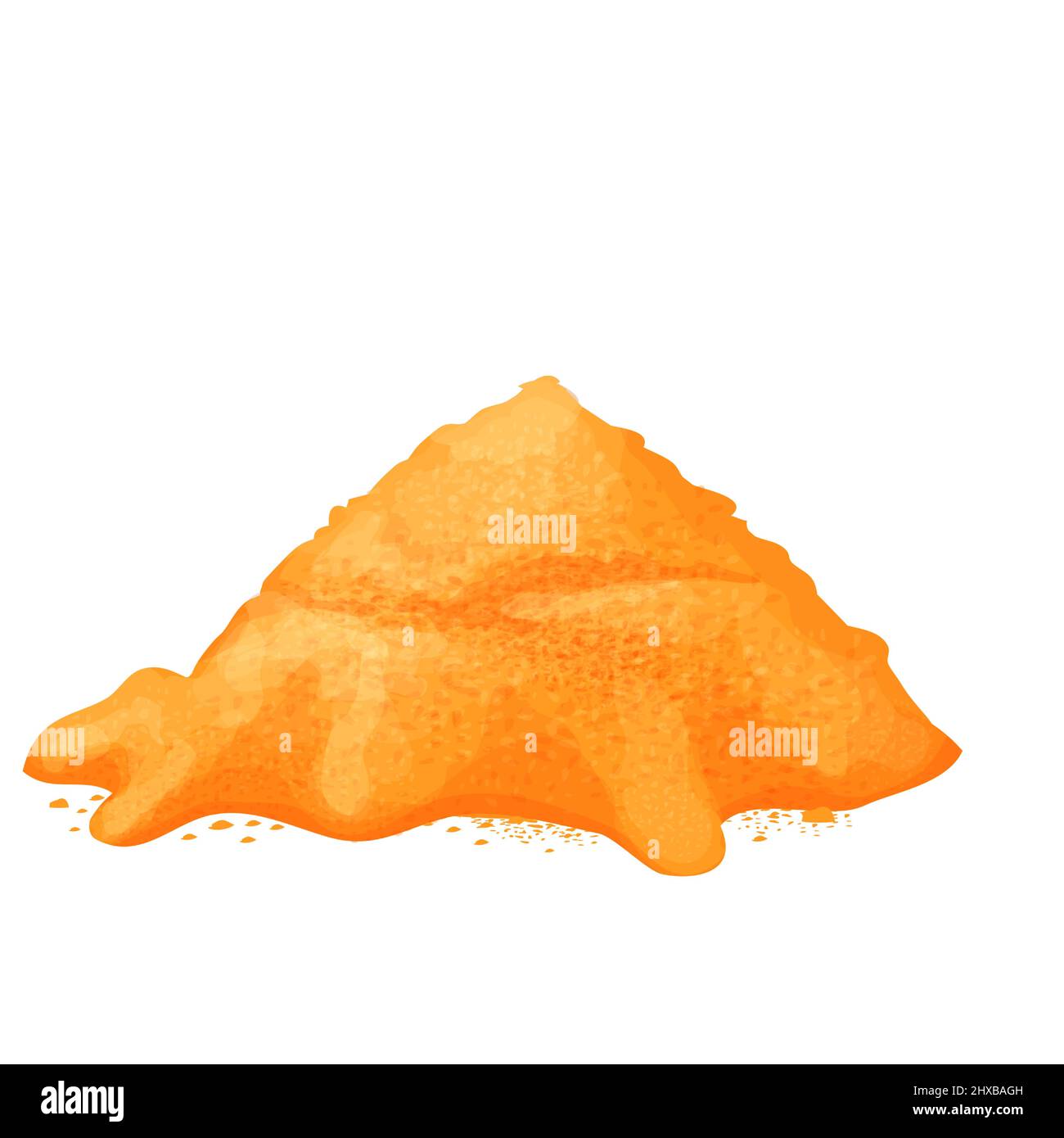 Turmeric powder pile, Indian spice ingredient in cartoon style isolated ...