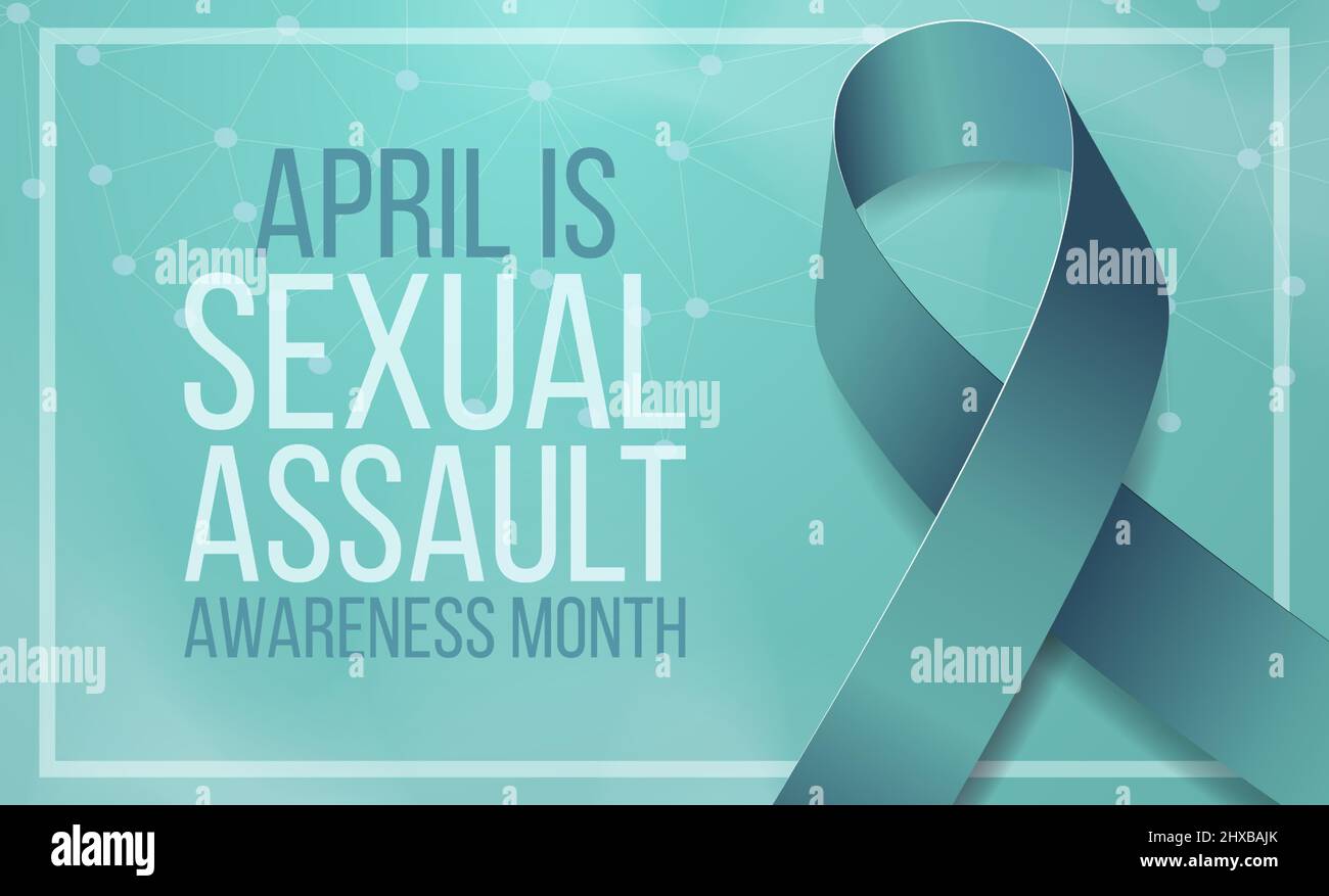 Sexual assault awareness month concept. Banner template with teal ...