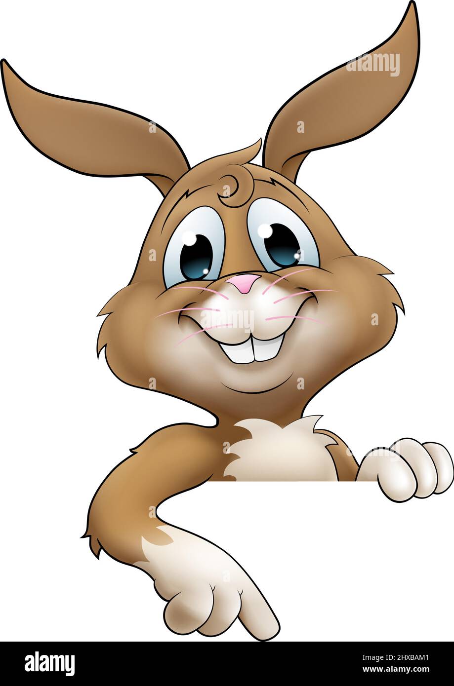 Easter Bunny Rabbit Cartoon Character Peeking Sign Stock Vector Image ...