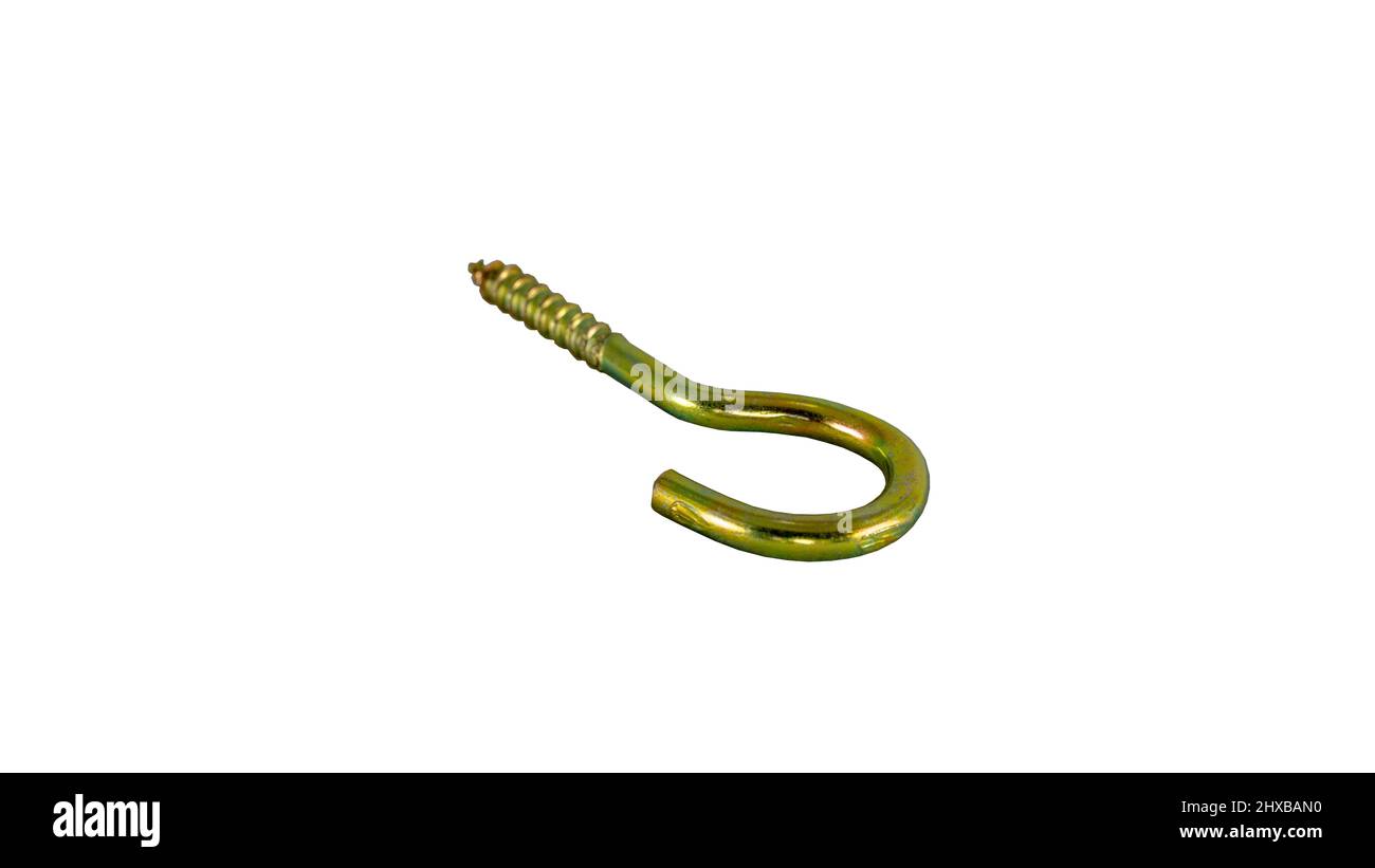 Yellow python screw. Screw with hook-shaped back. Focus is on the front ...
