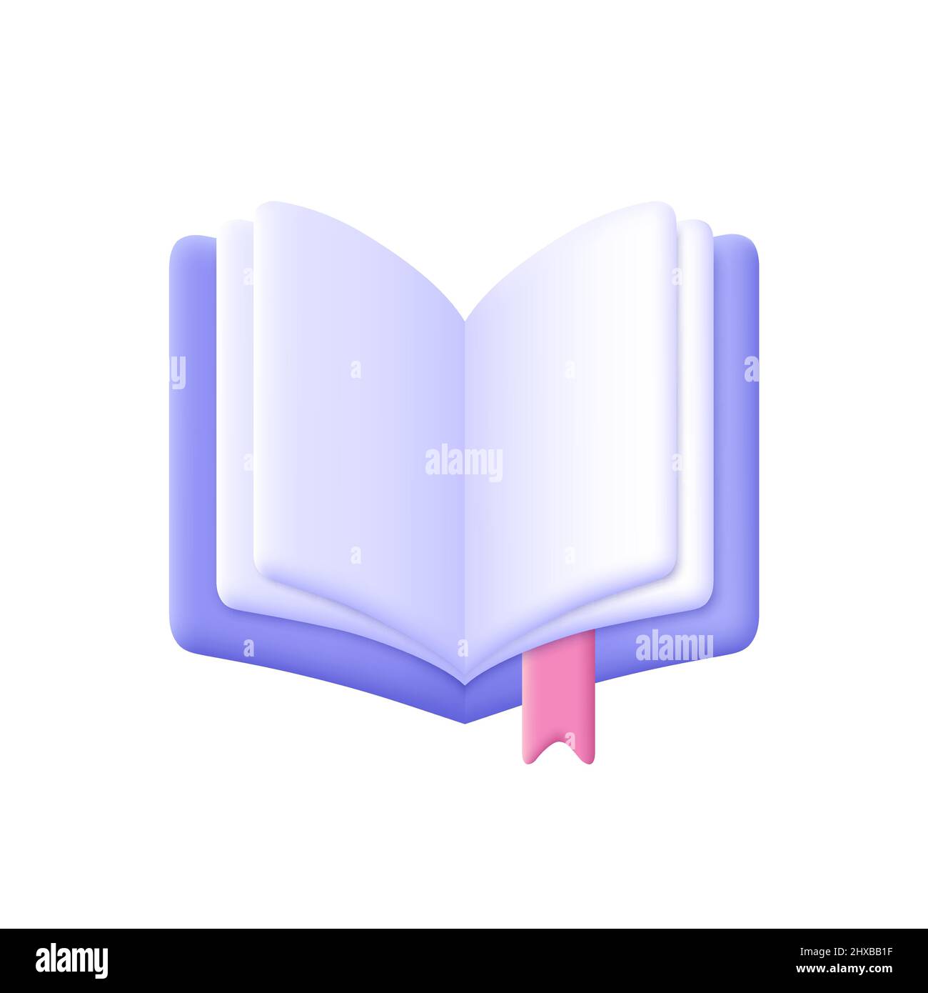 Open book, diary with white paper blank pages and bookmark. 3d vector ...