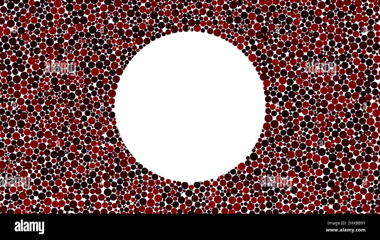 Colorful red balls falling down and skirting white round shape ...