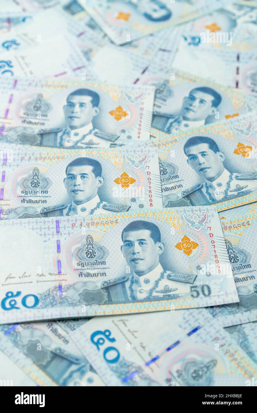 Banknotes of the Thailand 50 Baht (new design issued in 2018 Stock ...