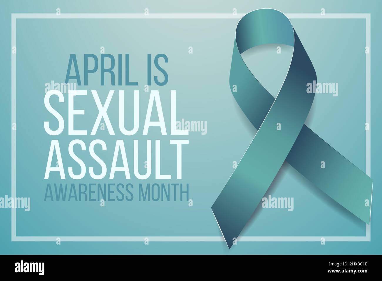 Sexual assault awareness month concept. Banner template with teal ...