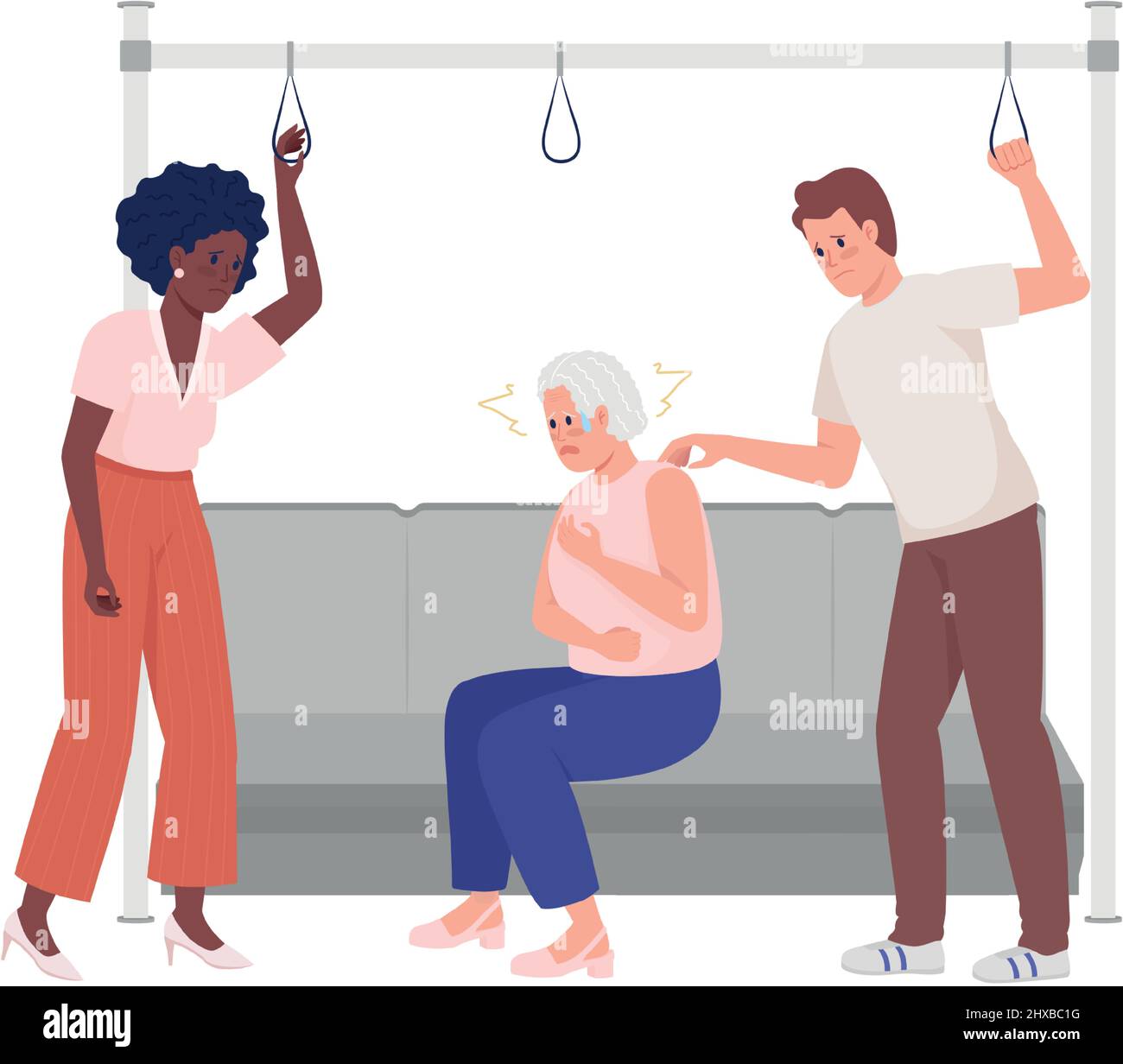 Heart attack on public transport semi flat color vector character Stock ...