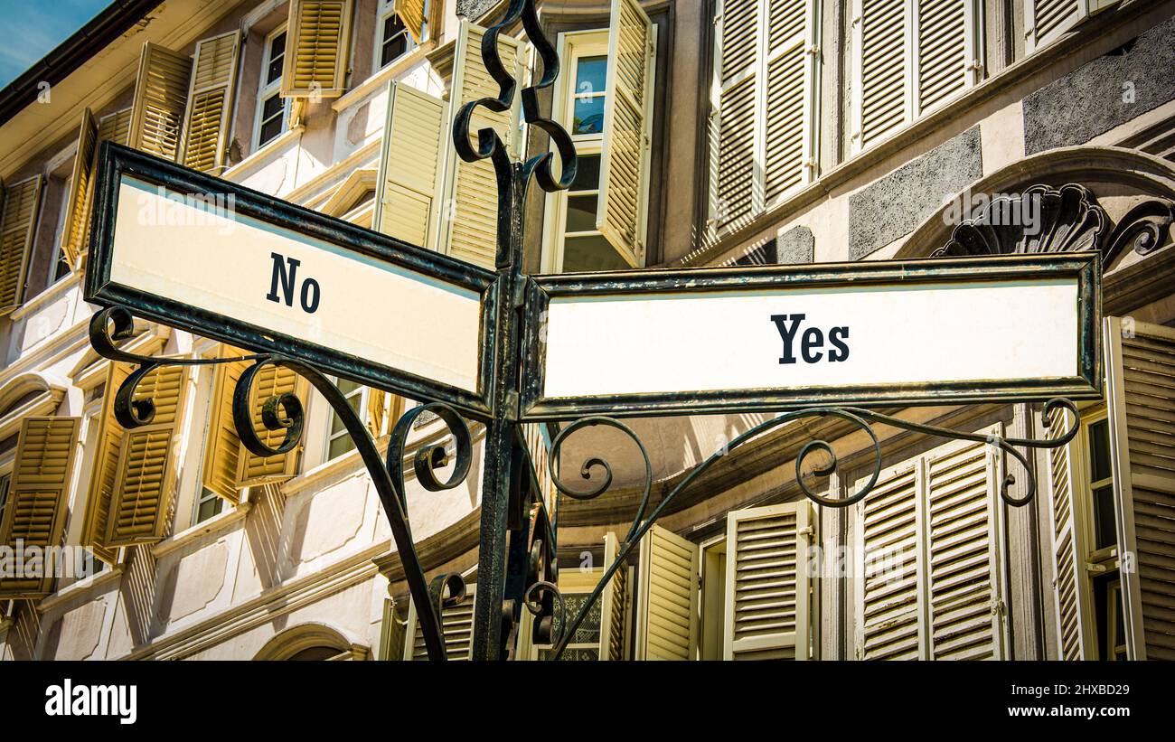 Street Sign the Direction Way to Yes versus No Stock Photo - Alamy