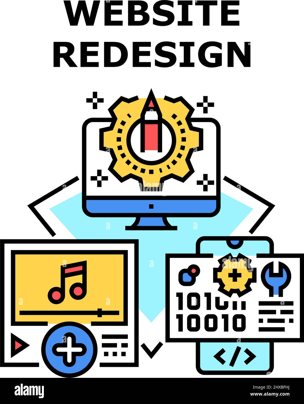 Website Redesign Vector Concept Color Illustration Stock Vector Image ...